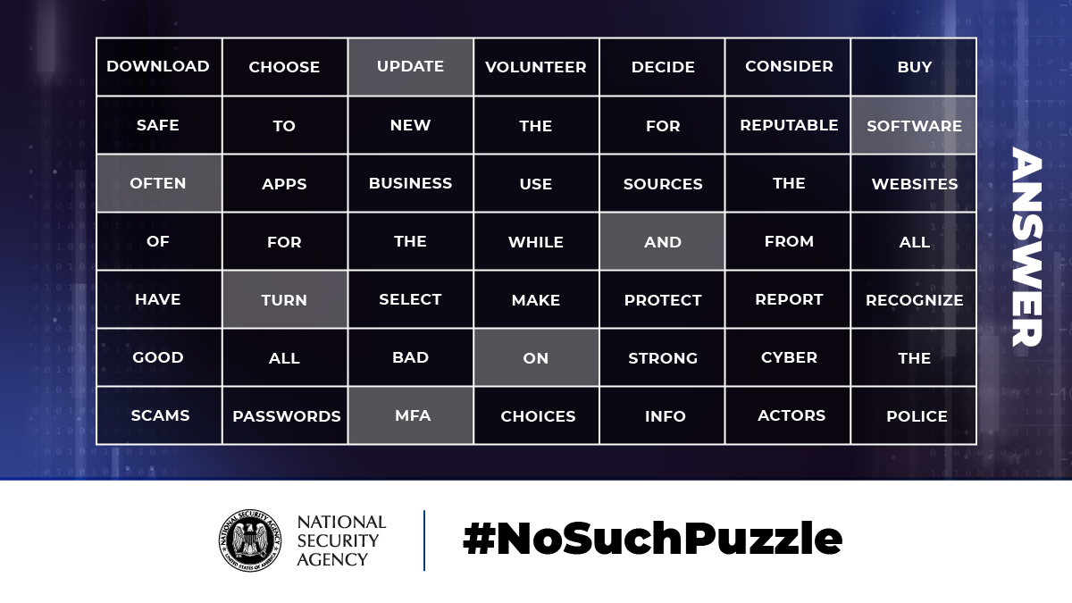 No Such Puzzle: Cybersecurity Awareness Month > National Security ...