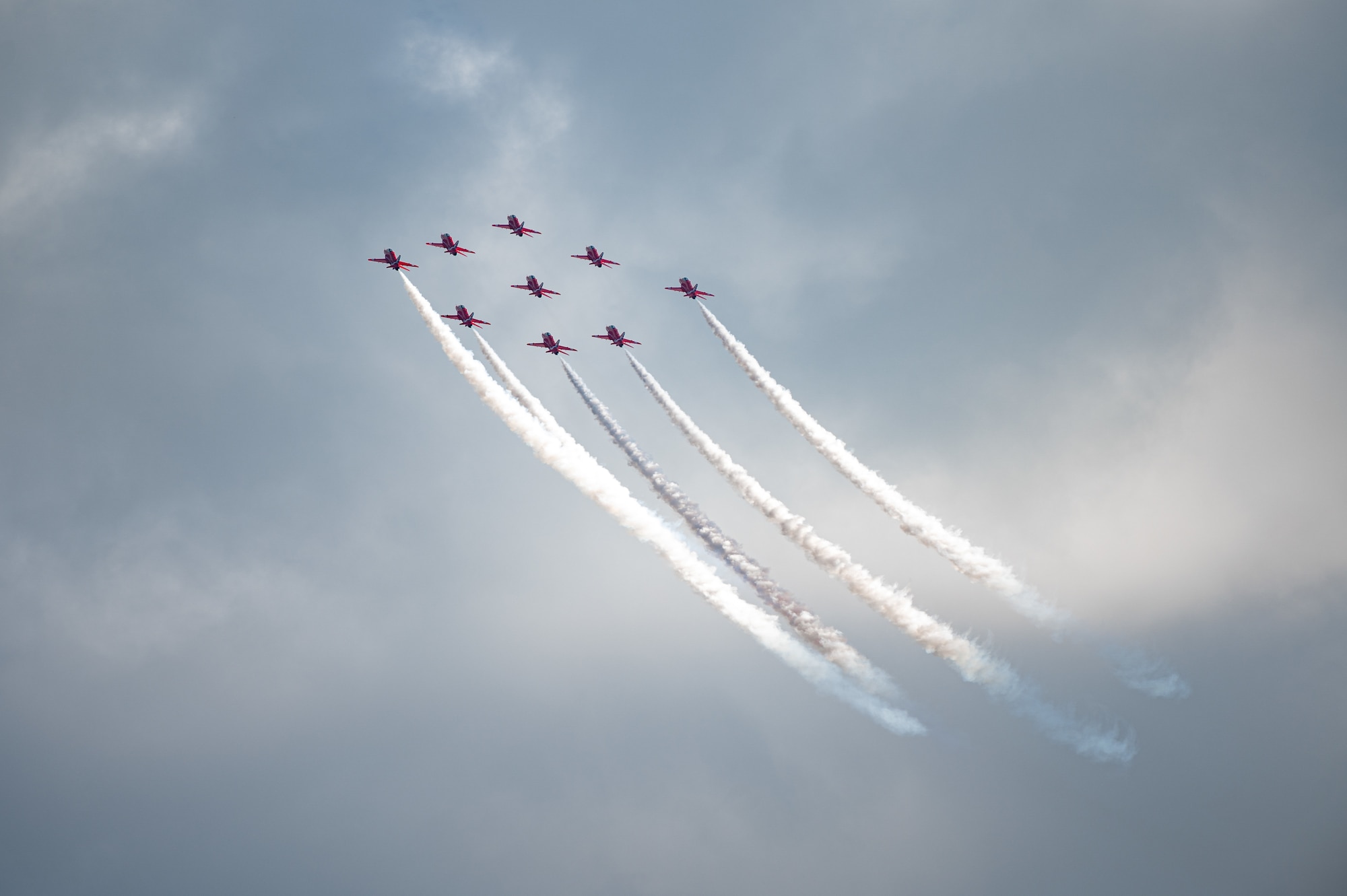 RAF Red Arrows perform aerial display over RAF Mildenhall > Royal Air ...