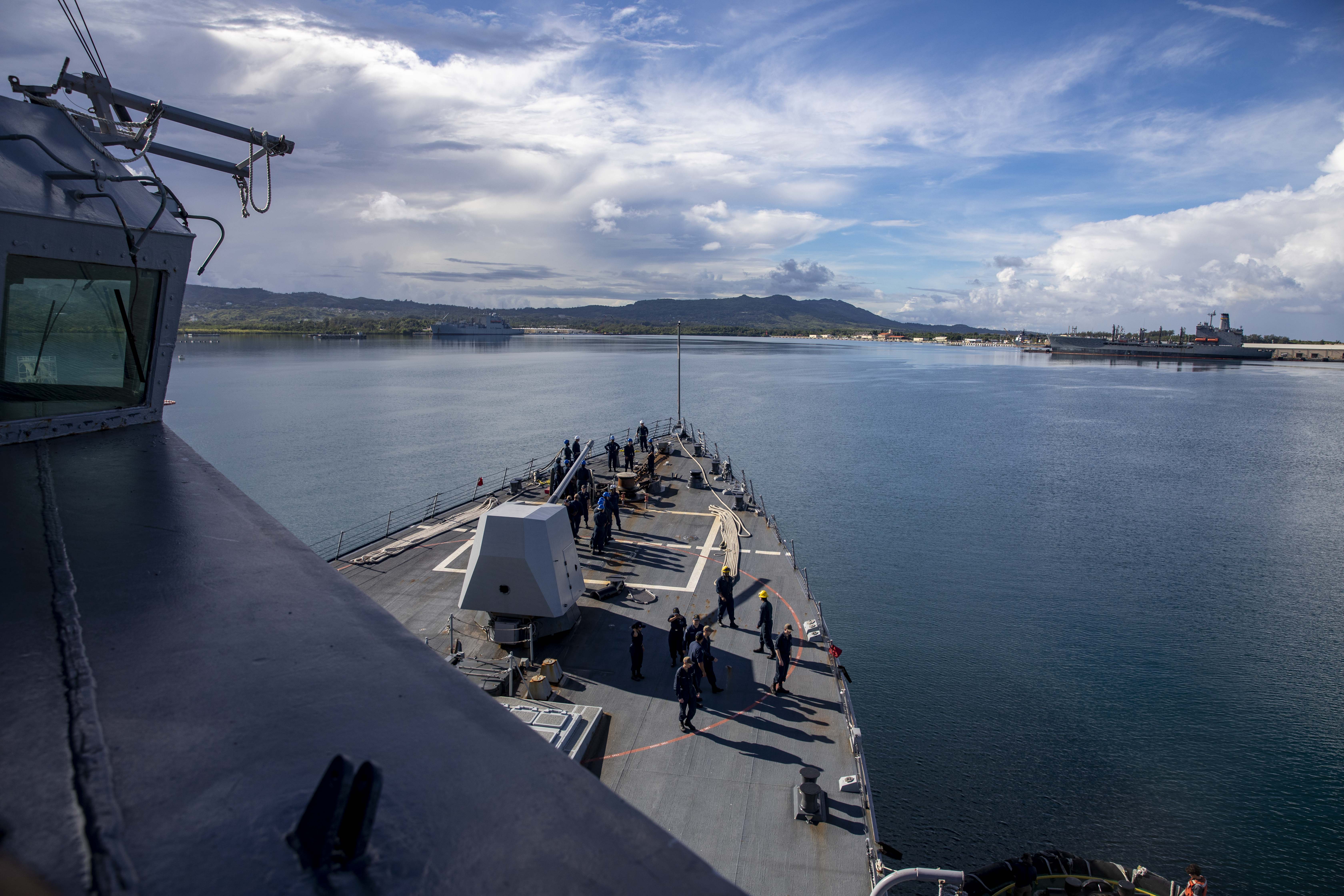 USS Ralph Johnson Conducts a Sea and Anchor Evolution During a Port Visit to Guam