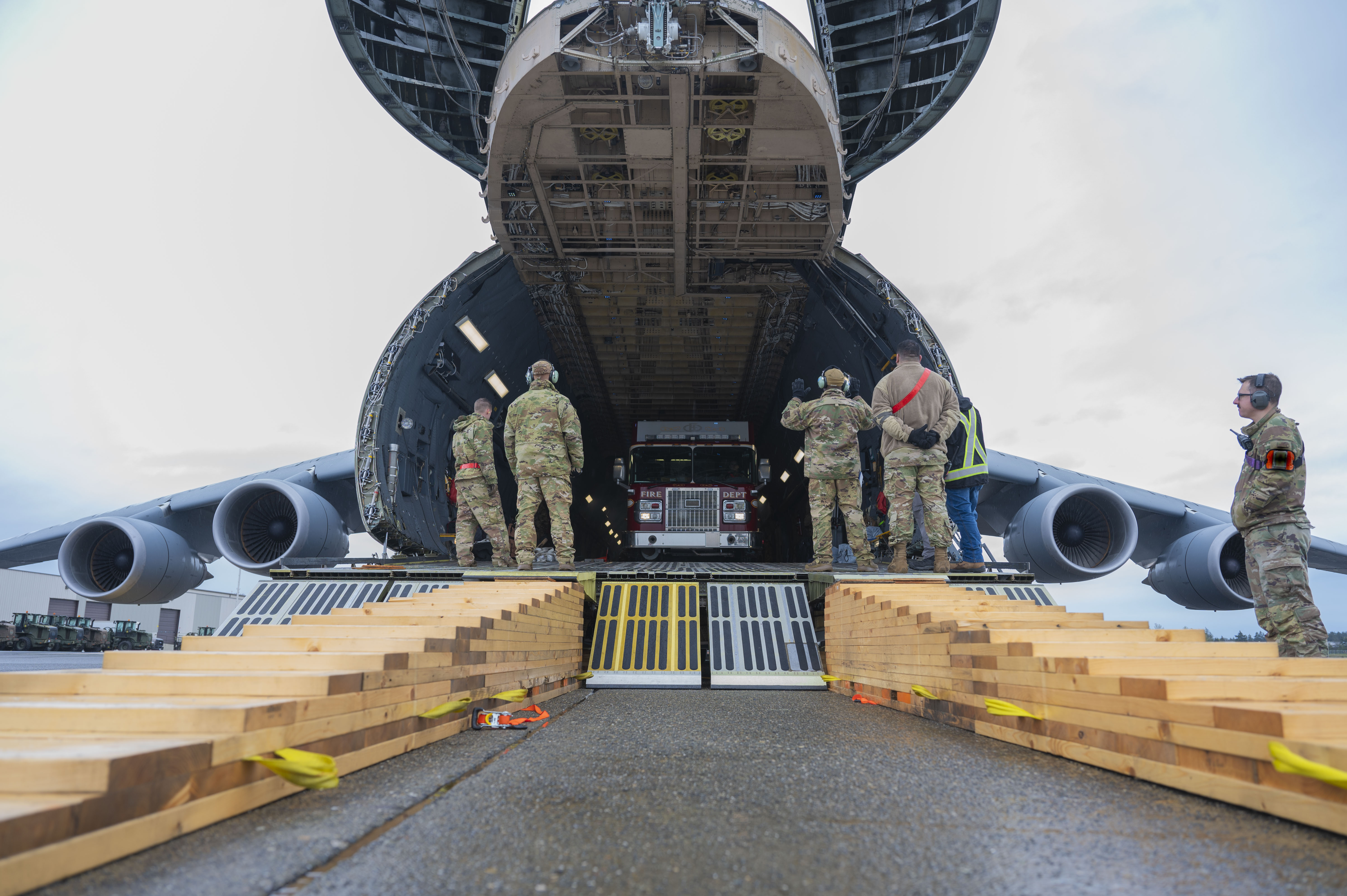 62d APS readies fire truck for airlift, supporting swift humanitarian aid