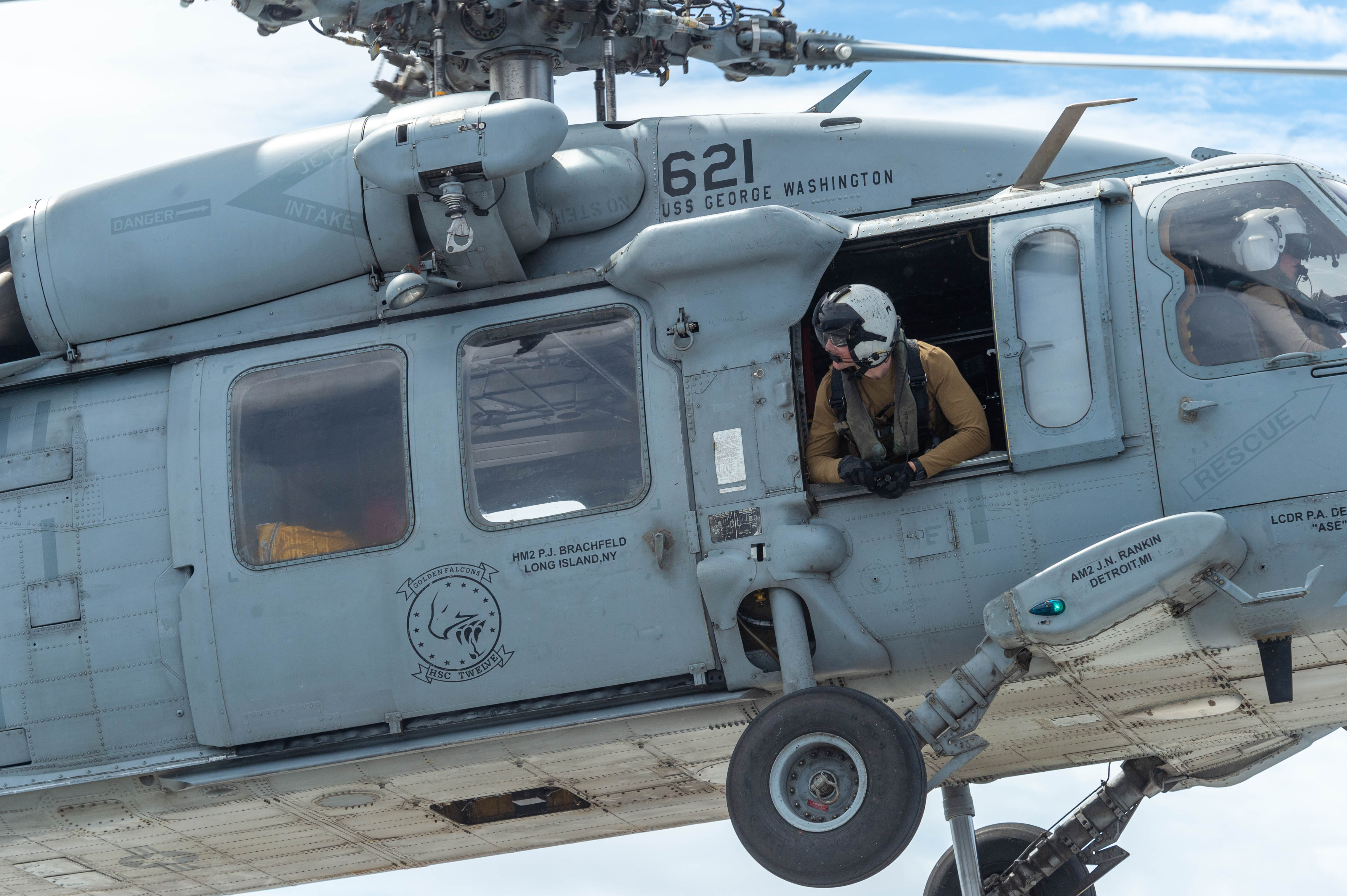 USS Blue Ridge (LCC 19) conducts flight operations in the Coral Sea