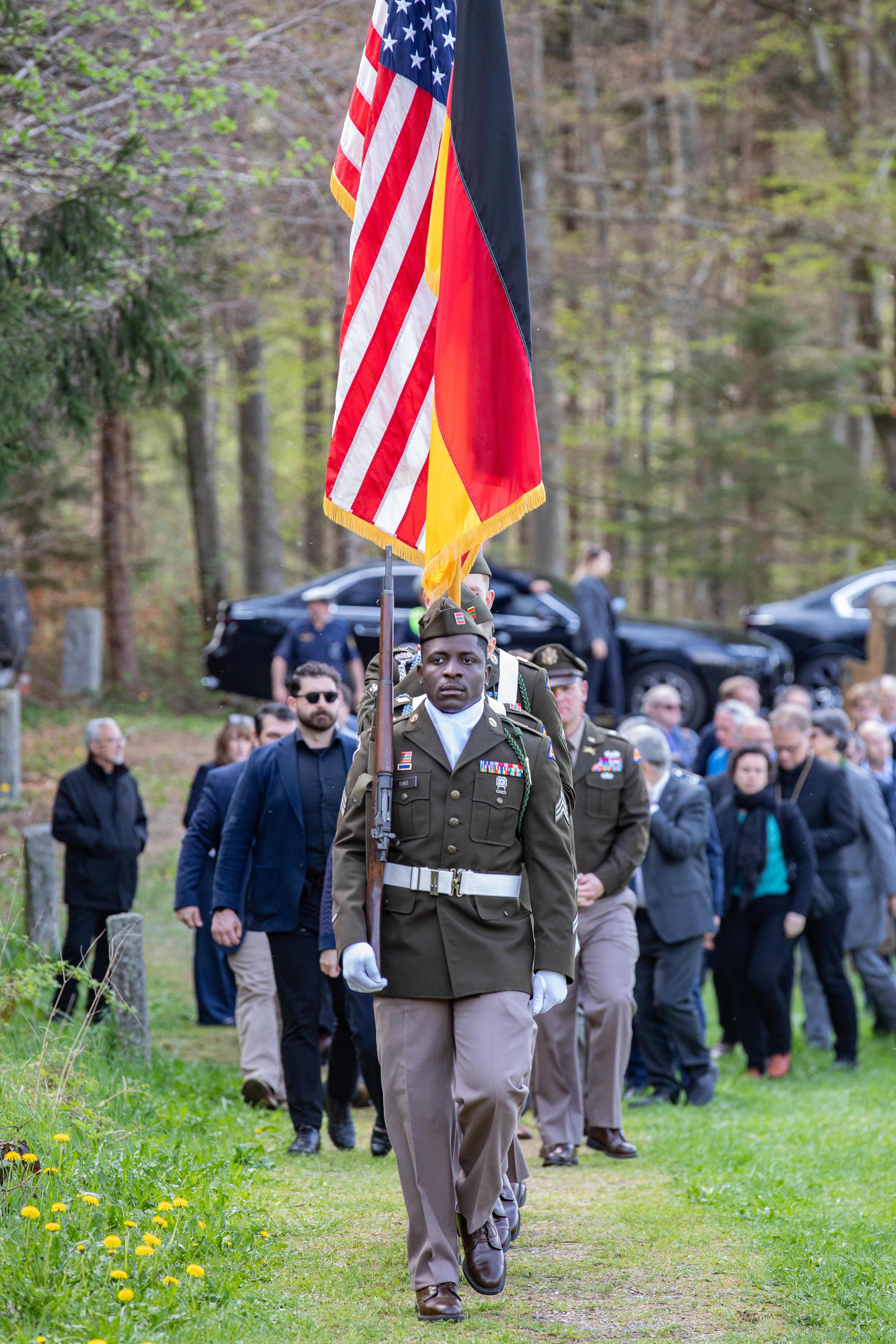 Color guard during the Kaufering Memorial Ceremony