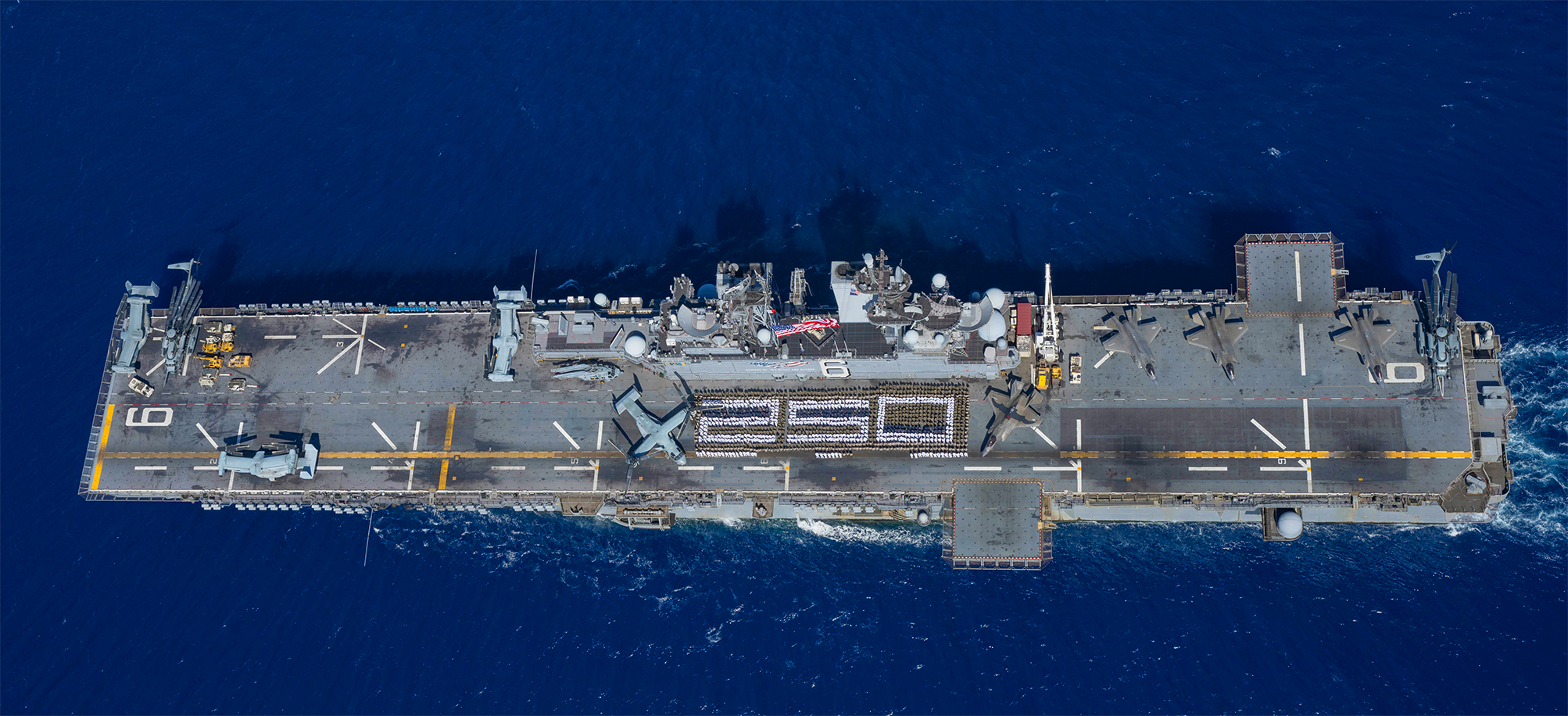 USS America, 31st MEU commemorate 250 years with formation in Coral Sea