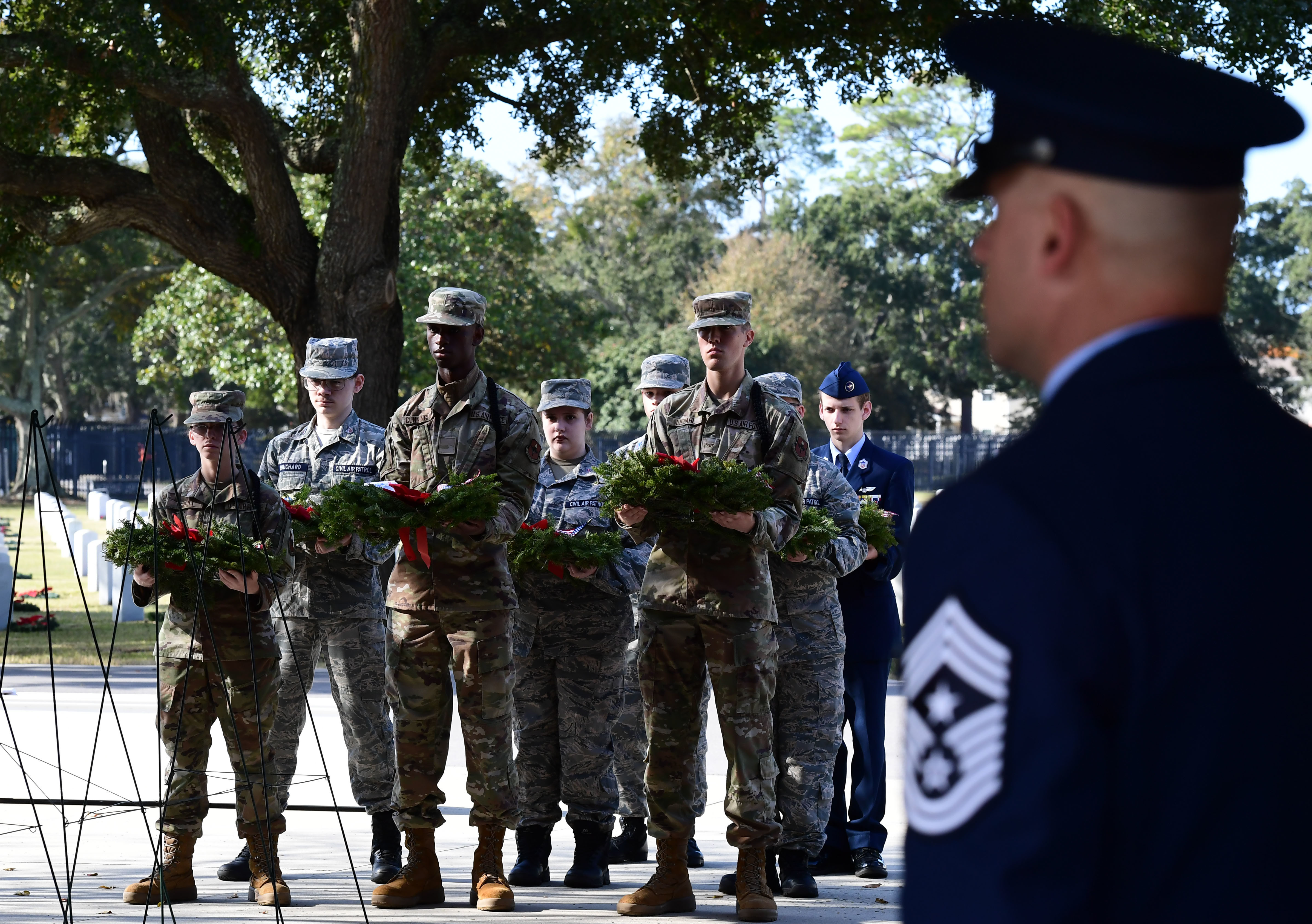 Wreaths placed in memory of fallen service members > Air Education and ...