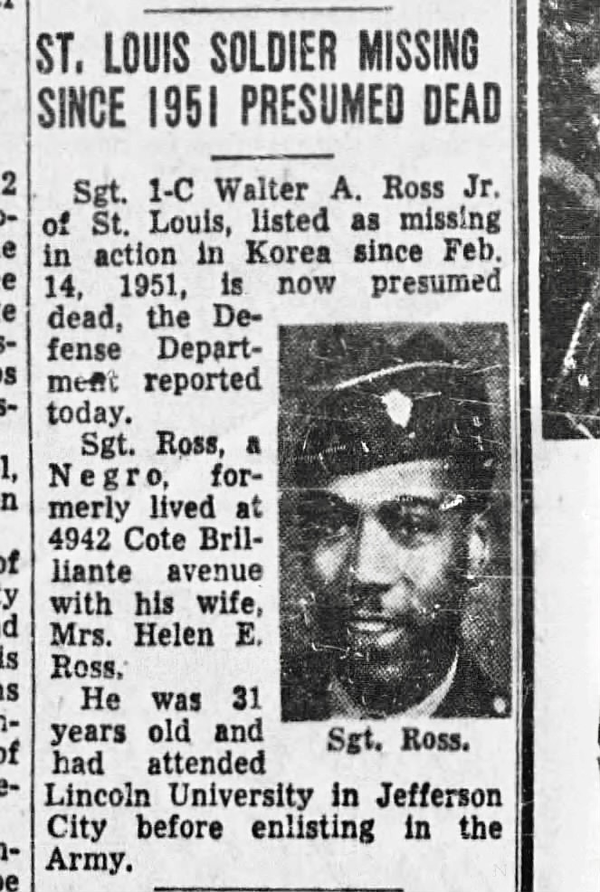 Soldier Accounted For From Korean War (Ross, W.) > Defense POW/MIA ...