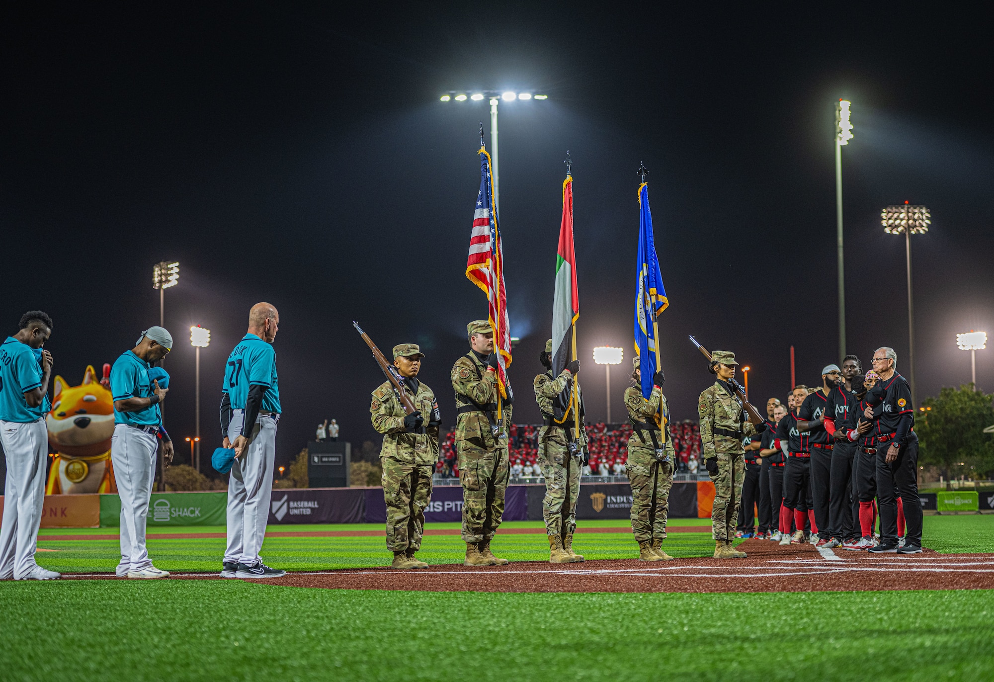 The 380th Aew Honor Guard Presents The Colors At A Baseball United Game