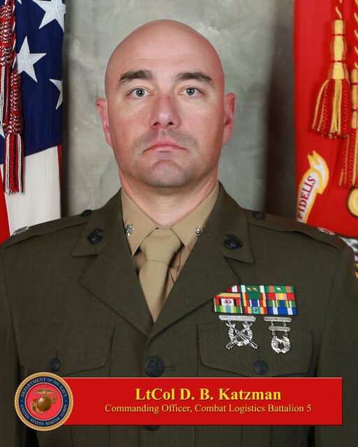 Lieutenant Colonel D. B. Katzman > 1st Marine Logistics Group > Biography