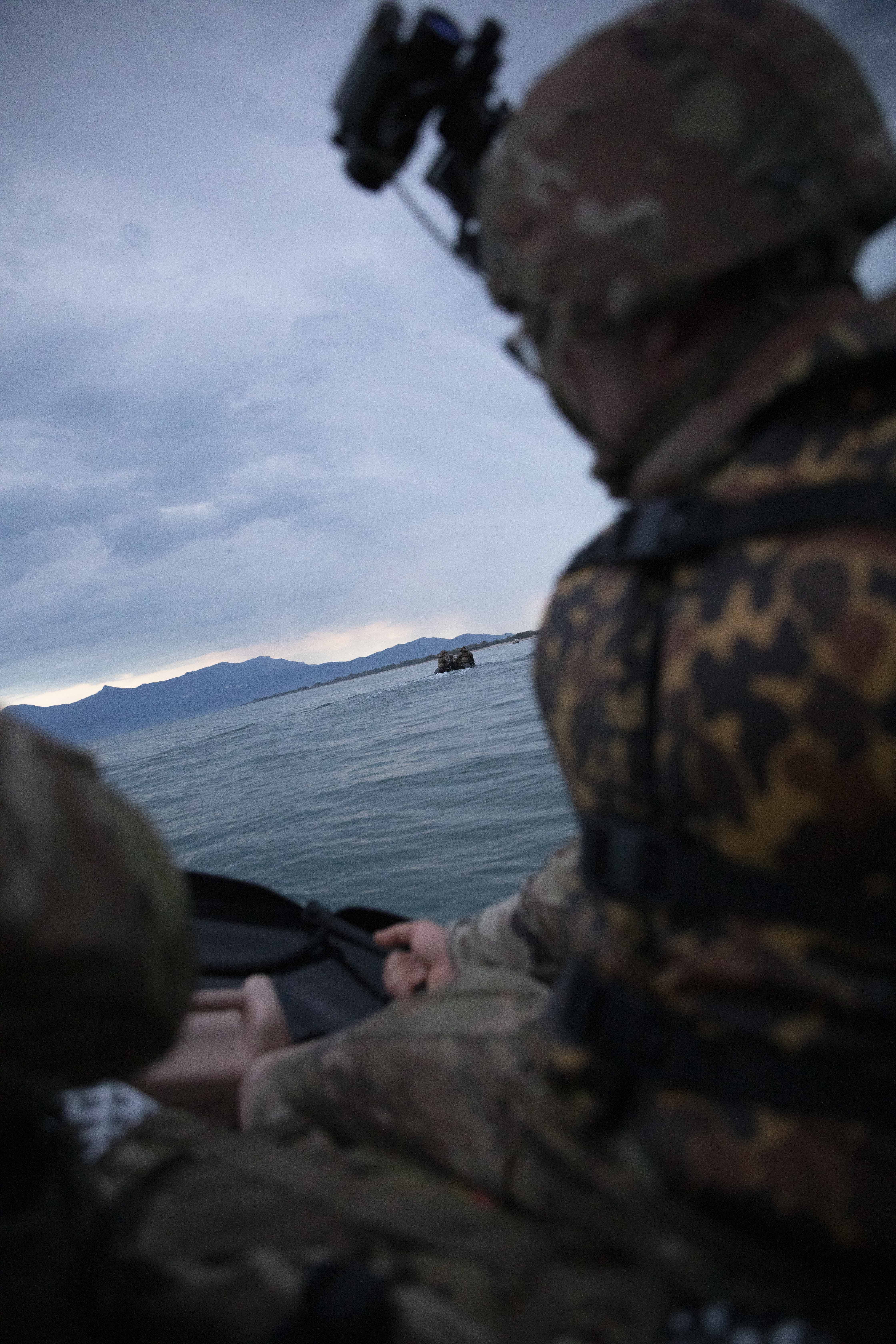 Zodiac boats during a water infiltration exercise