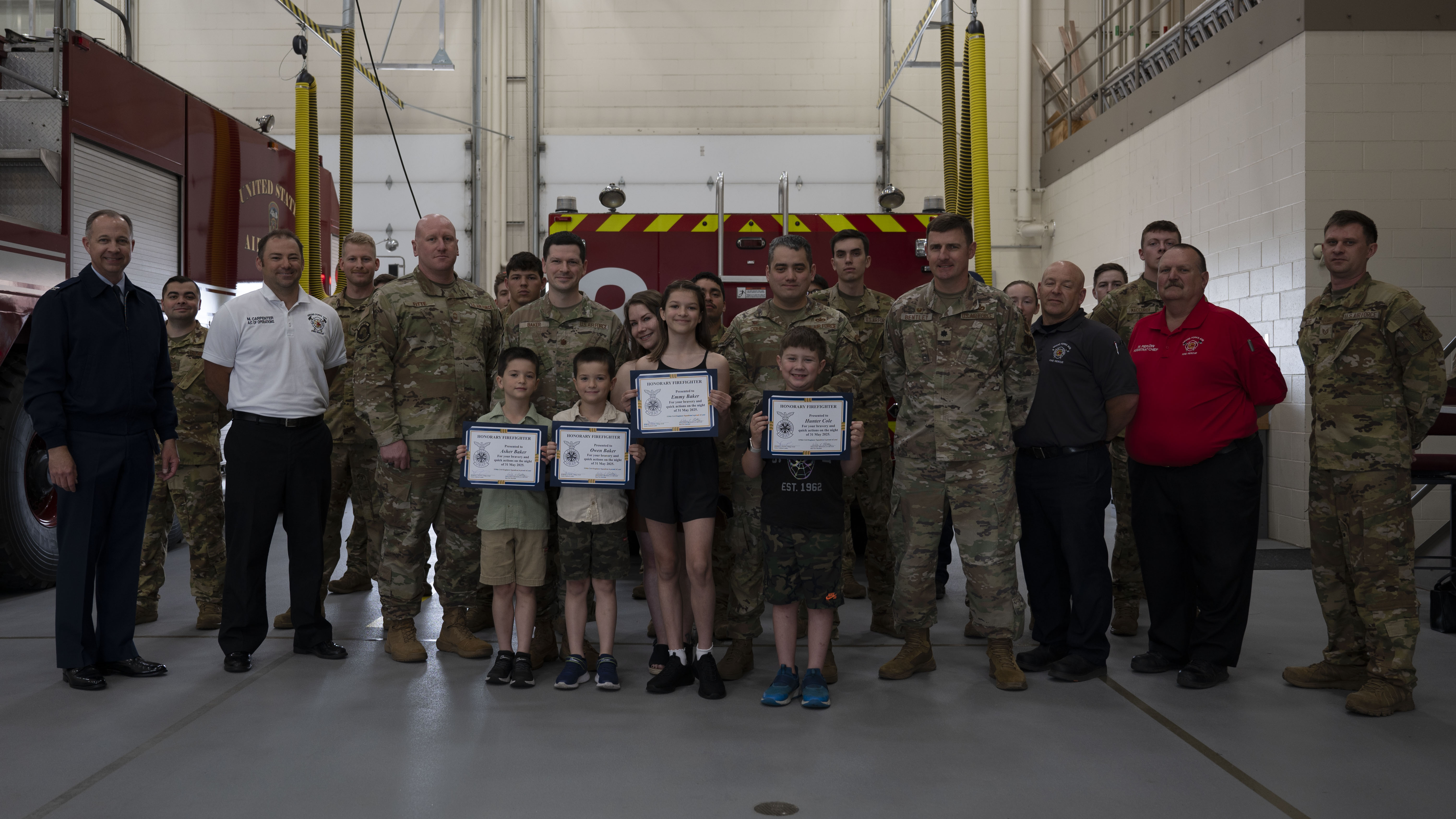 Four children recognized for heroic action, preventing on-base fire ...