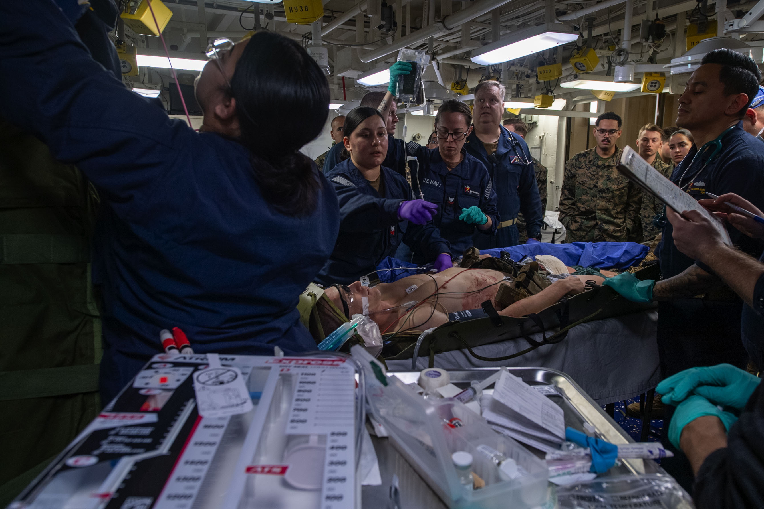 Sailors and Marines Ready Their Casualty Response Skills aboard USS ...