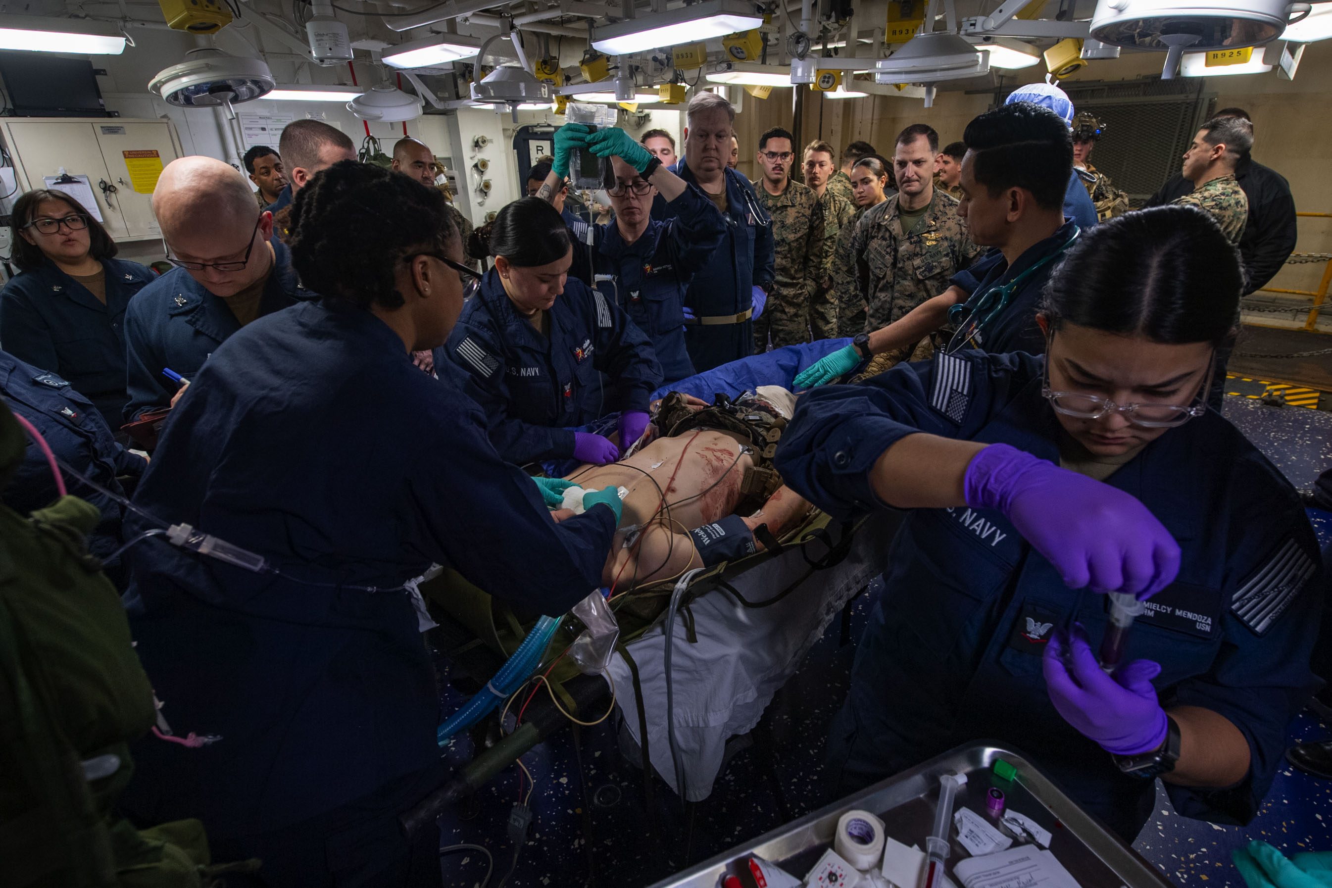 Sailors and Marines Ready Their Casualty Response Skills aboard USS ...