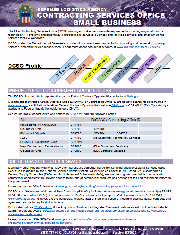 Contracting Services - DLA Contracting Services Office (DCSO) > Defense ...