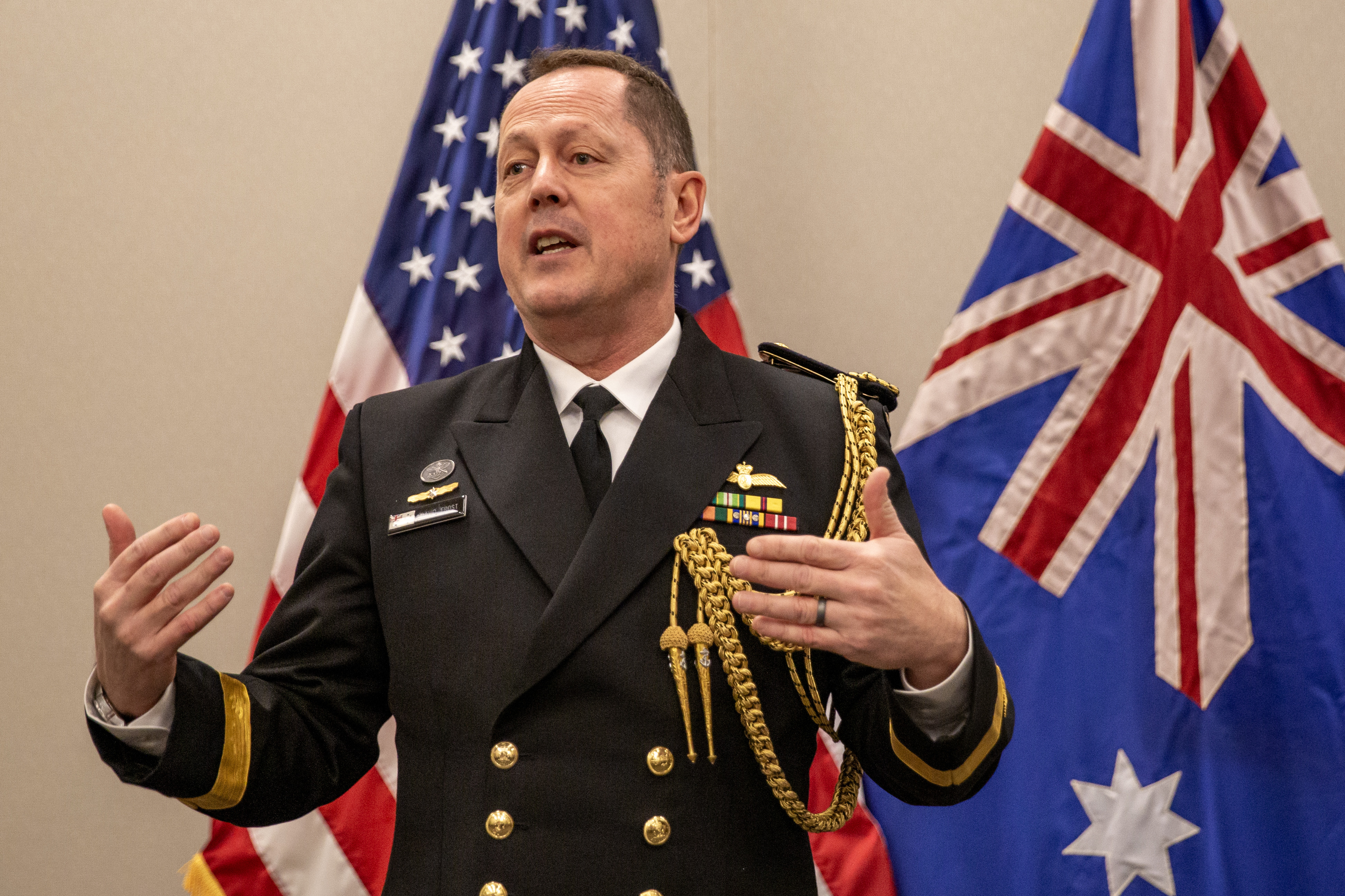 Royal Australian Navy Commodore David Frost, the Naval Attaché to ...