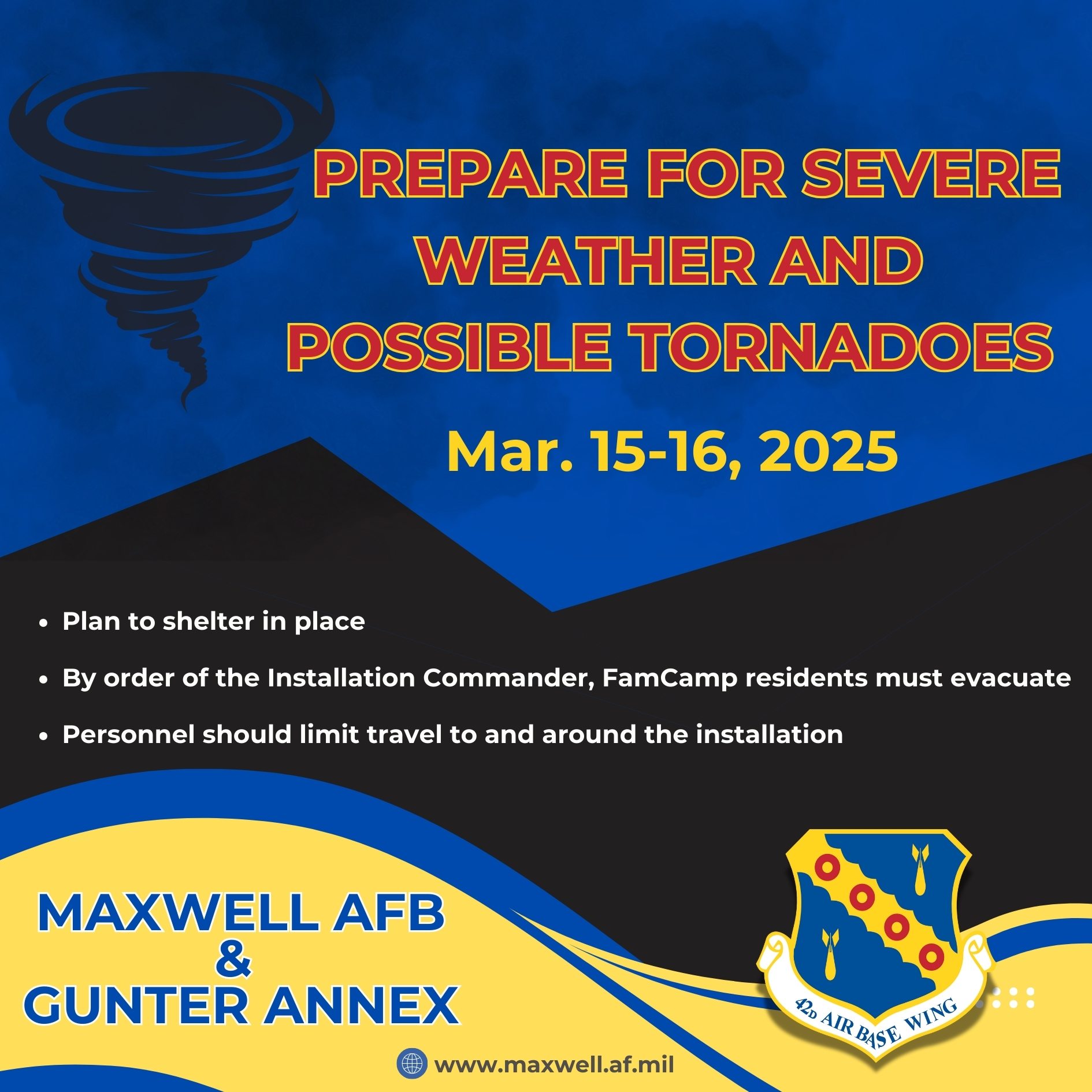 Maxwell AFB and Gunter Annex prepare for severe weather and possible ...
