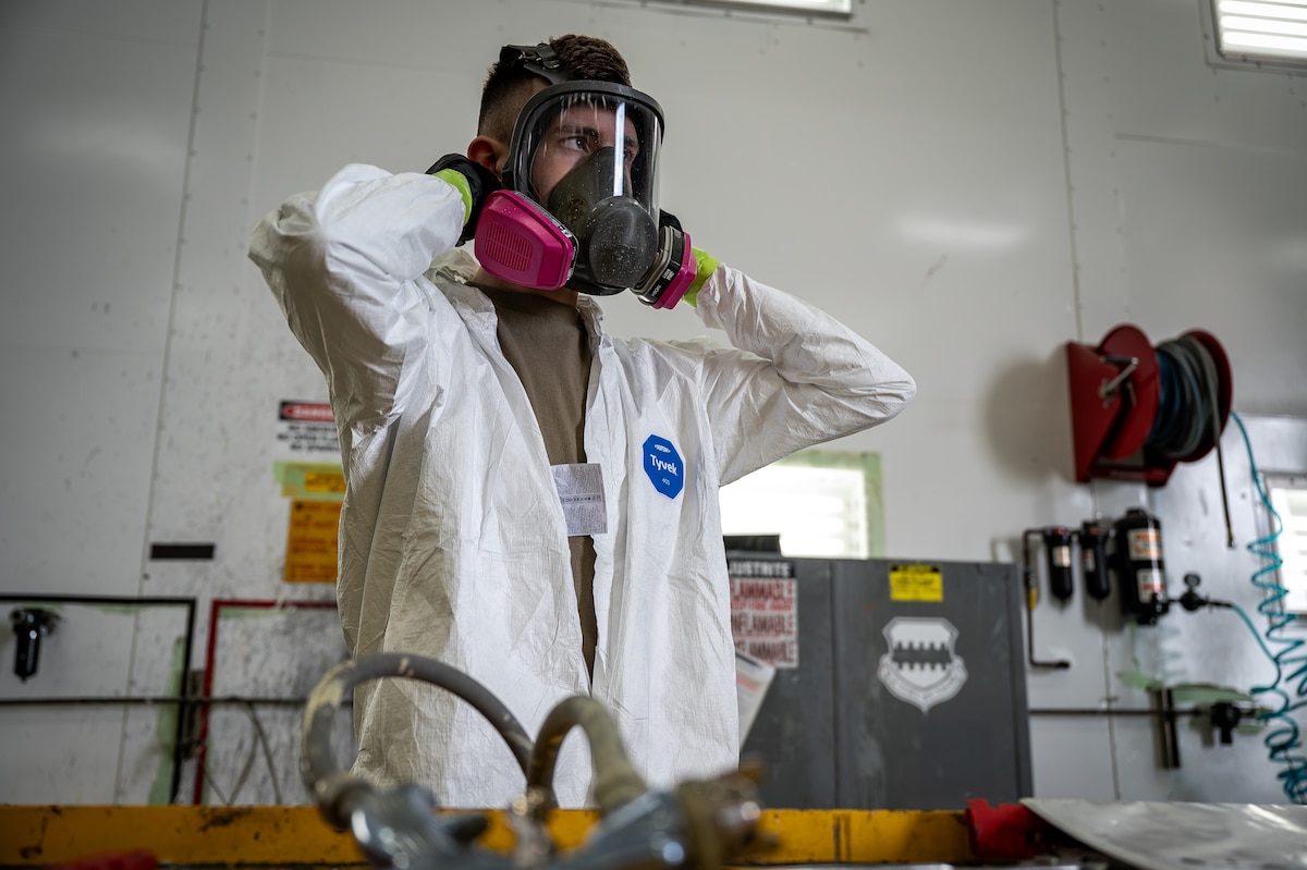 20th Equipment Maintenance Squadron Airmen use new chromate-free primer ...