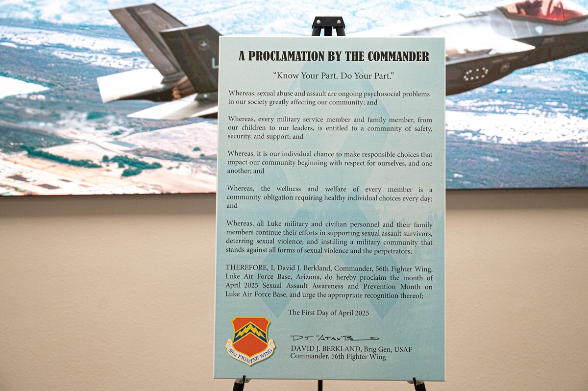 56th Fighter Wing commander signs SAPR proclamation > Luke Air Force ...