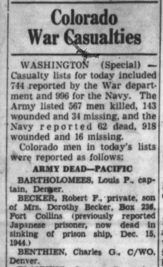 Soldier Accounted For From WWII (Benthien, C.) > Defense POW/MIA ...