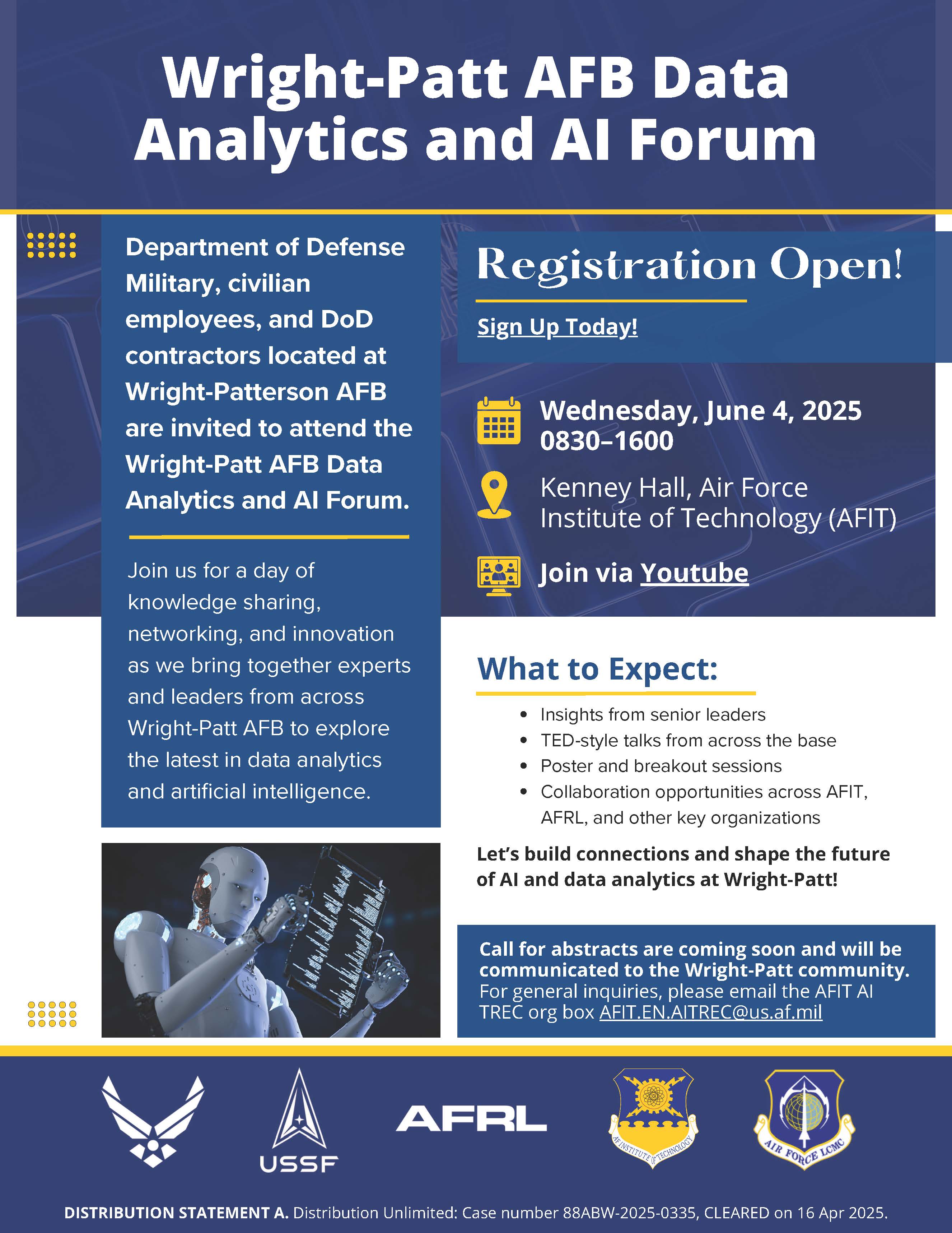 Wright-Patt AFB Data Analytics and AI Forum “Save-the-Date” > Air Force ...