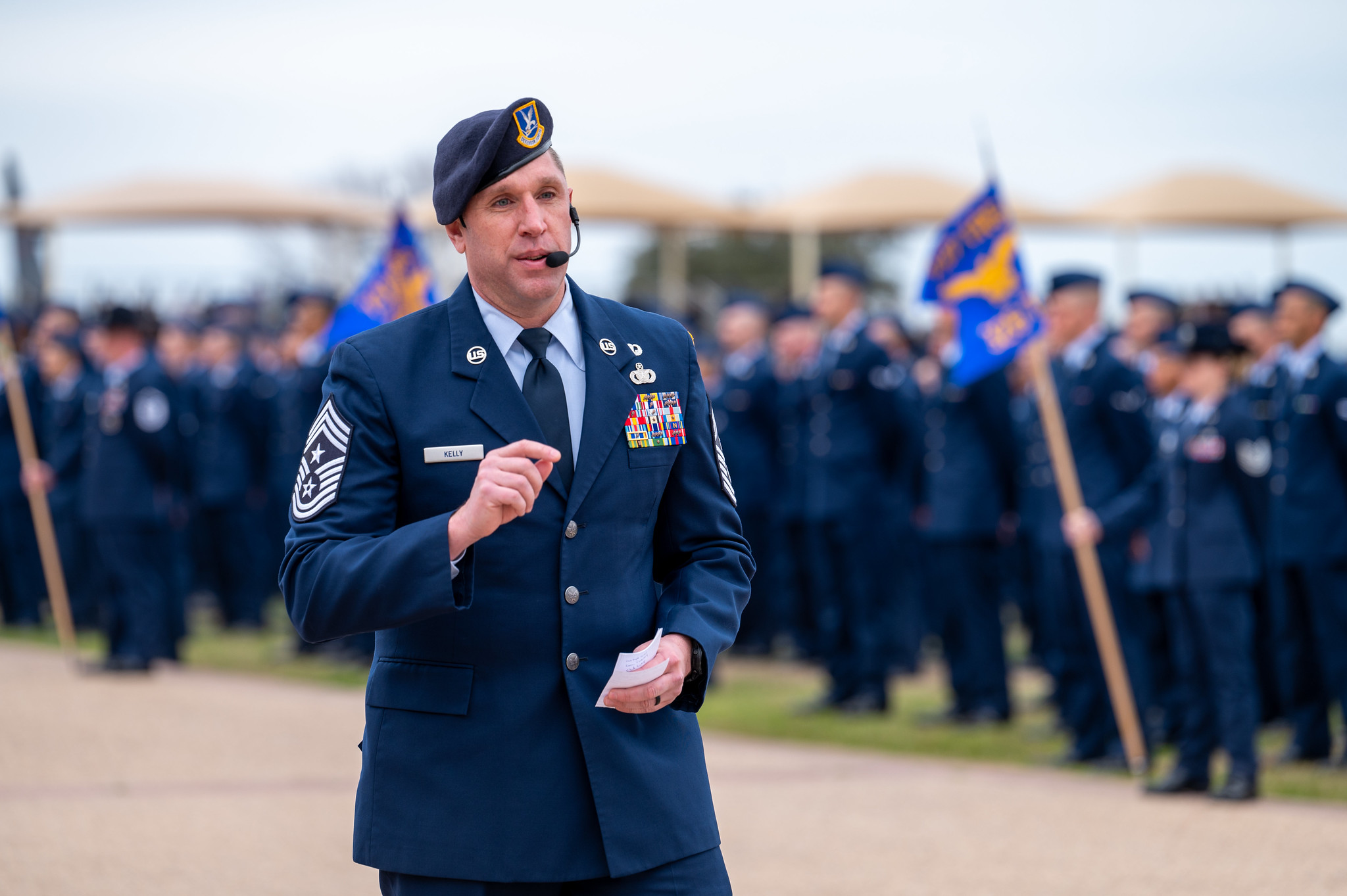 Chief Master Sgt. William Kelly speaks at Space Force Graduation
