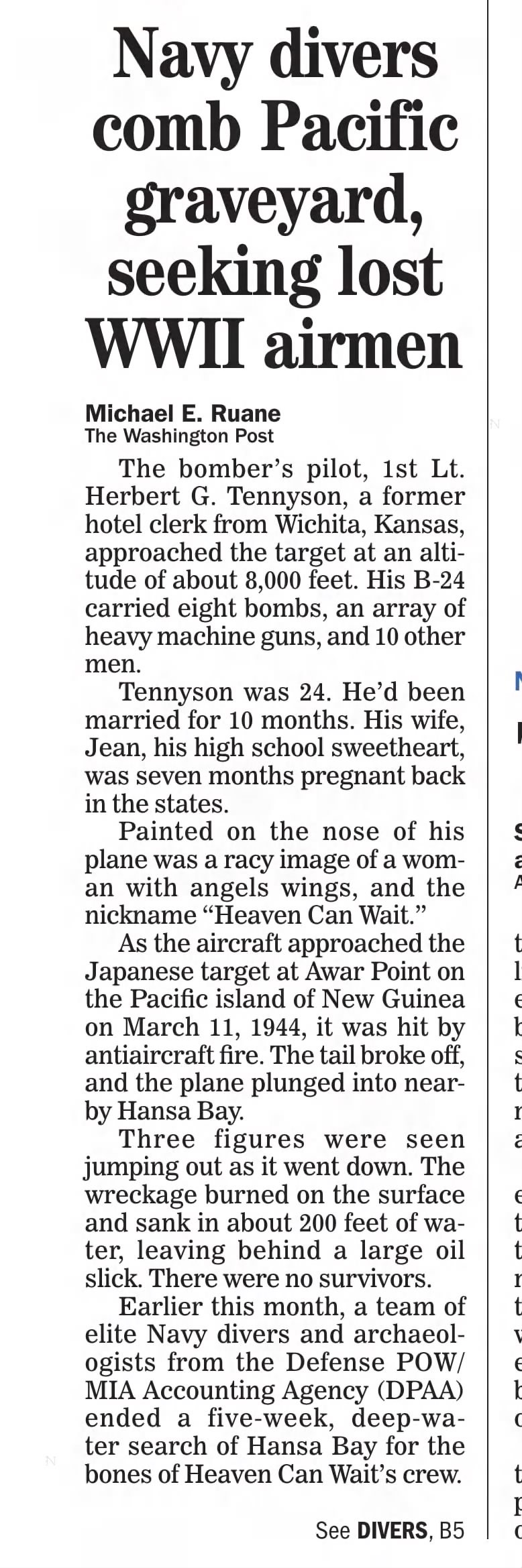 Airman Accounted for from World War II (Sheppick, D.) > Defense POW/MIA ...