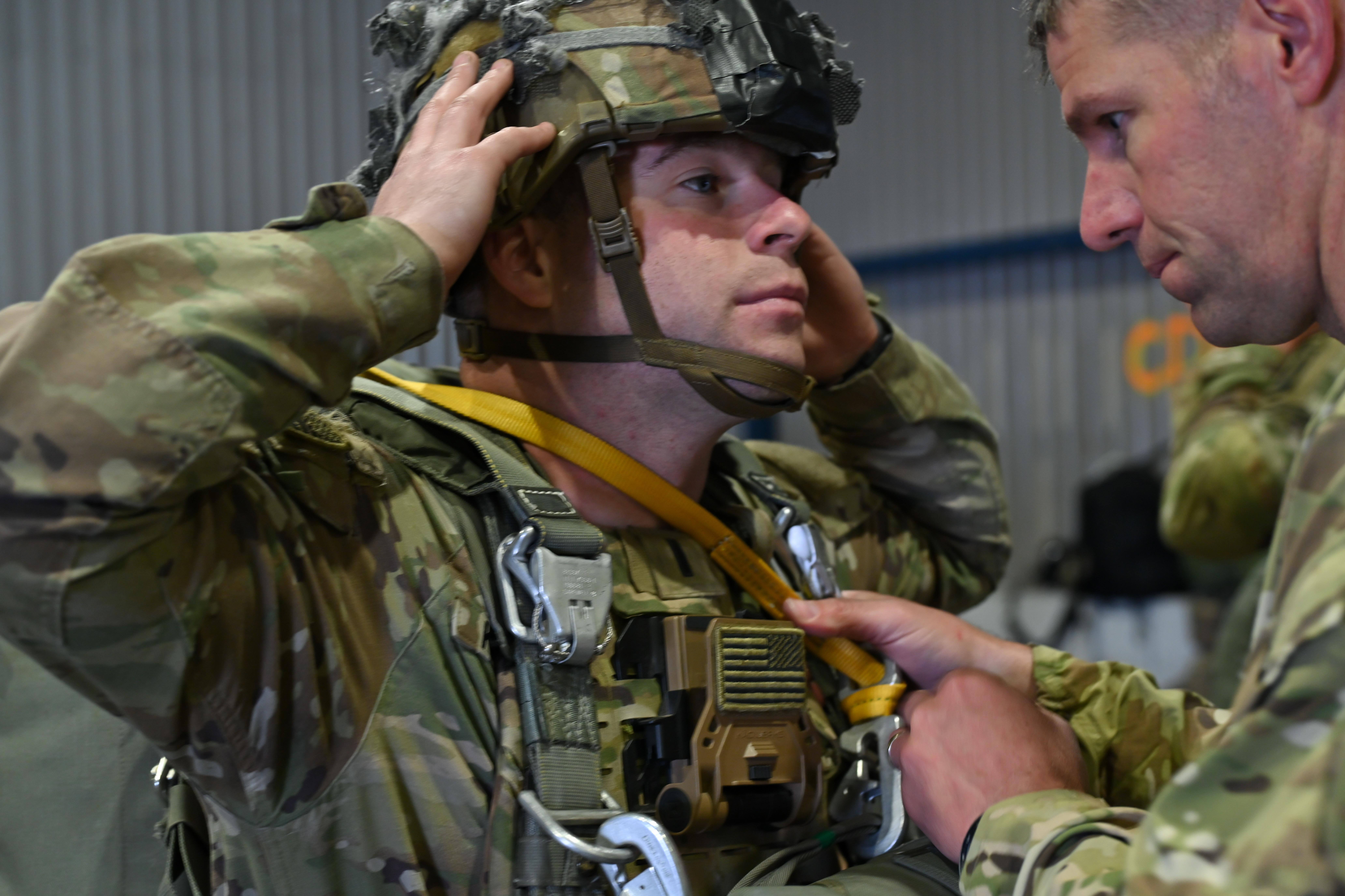 Recieving a jumpmaster parachute inspection