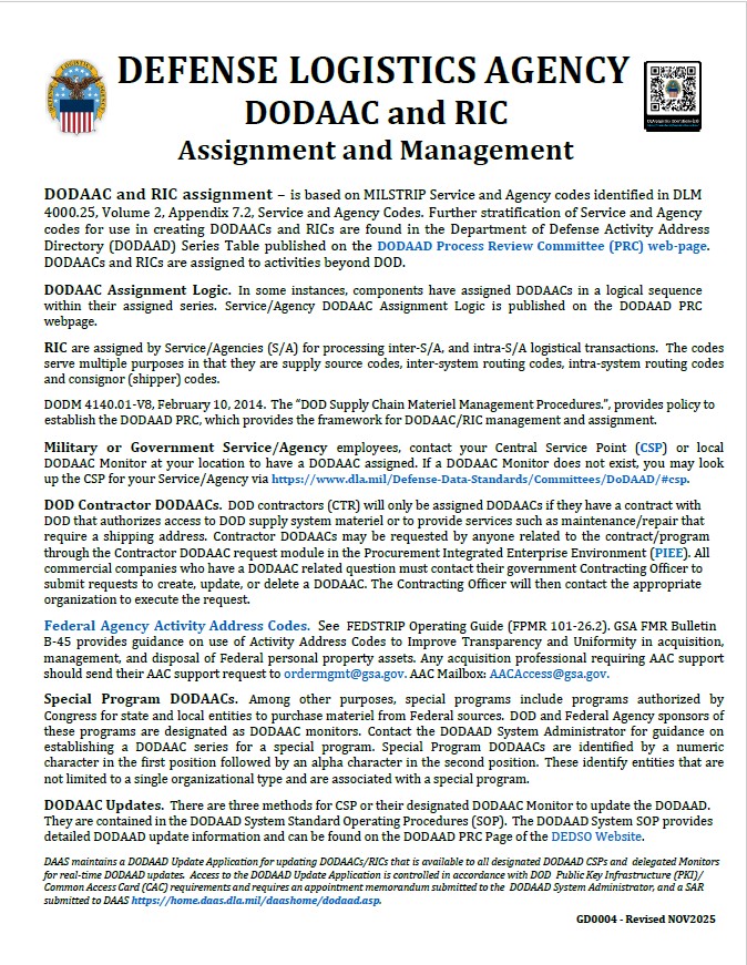 DODAAC and RIC Assignments
