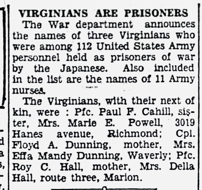 Soldier Accounted For From World War II (Dunning, F.) > Defense POW/MIA ...
