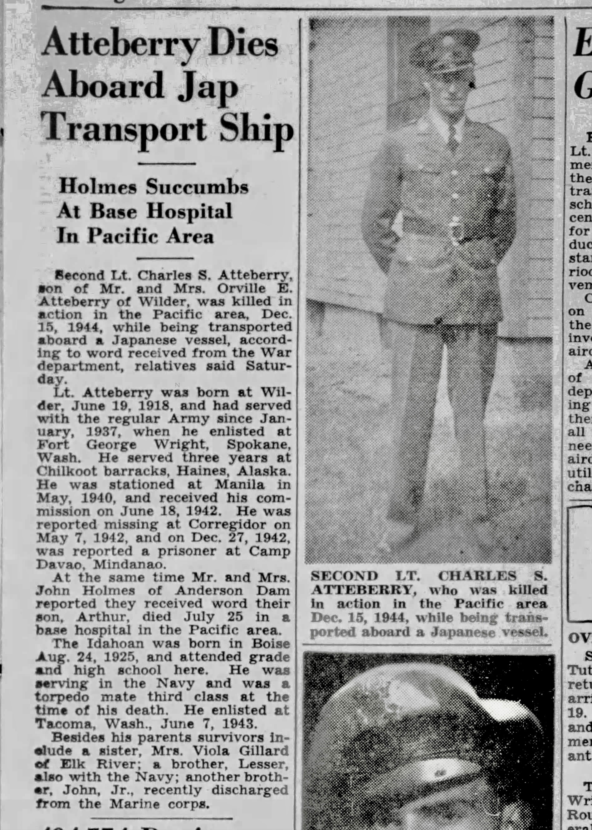 Soldier Accounted For From World War II (Atteberry, C.) > Defense POW ...