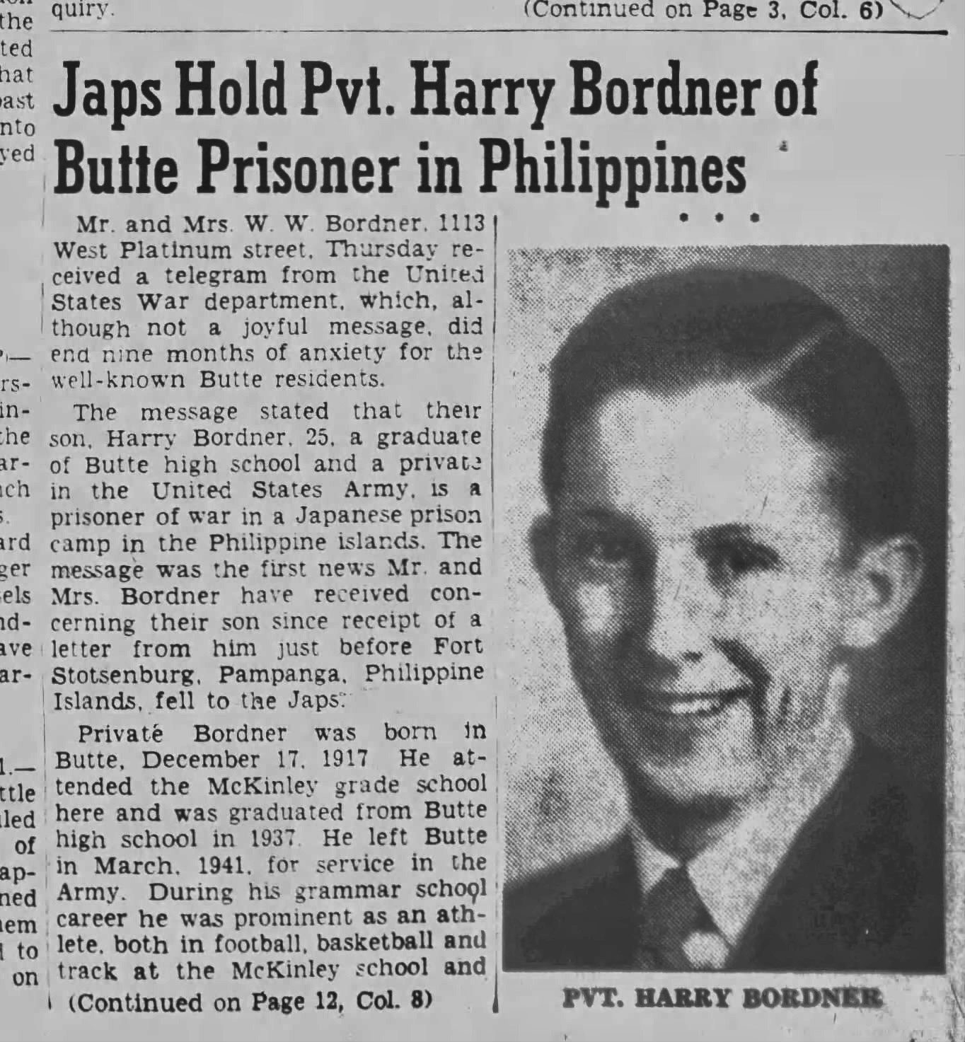 Soldier Accounted For From World War II (Bordner, A.) > Defense POW/MIA ...