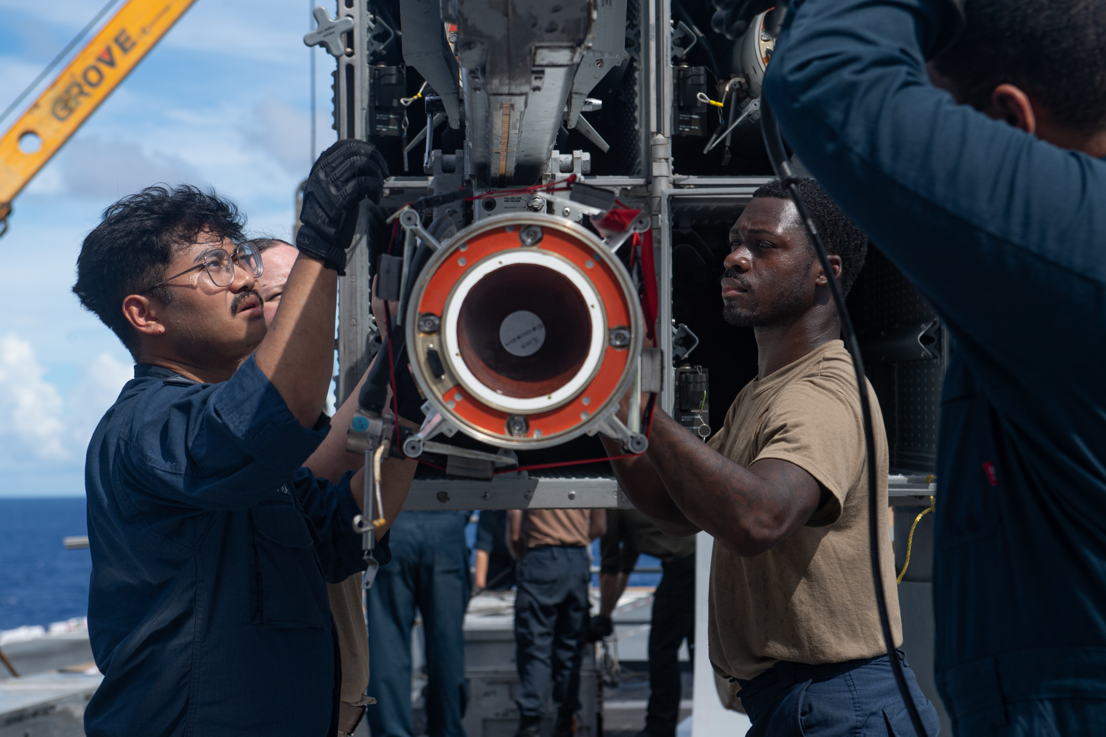USS America conducts missile handling in North Pacific Ocean