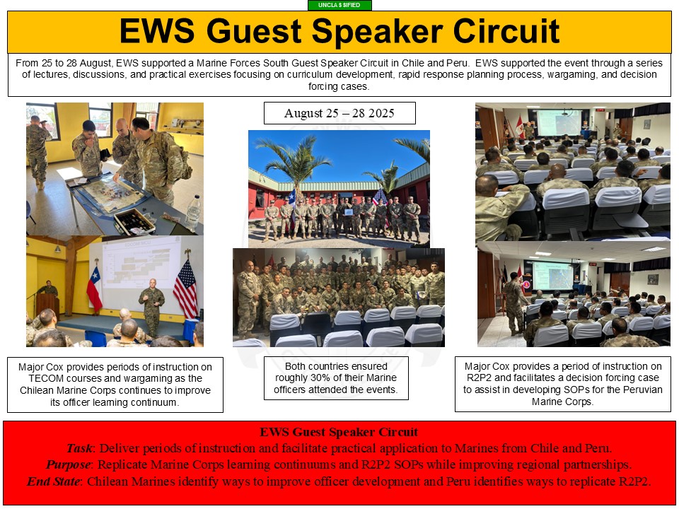 EWS Guest Speaker Circuit, August 25-28, 2025.