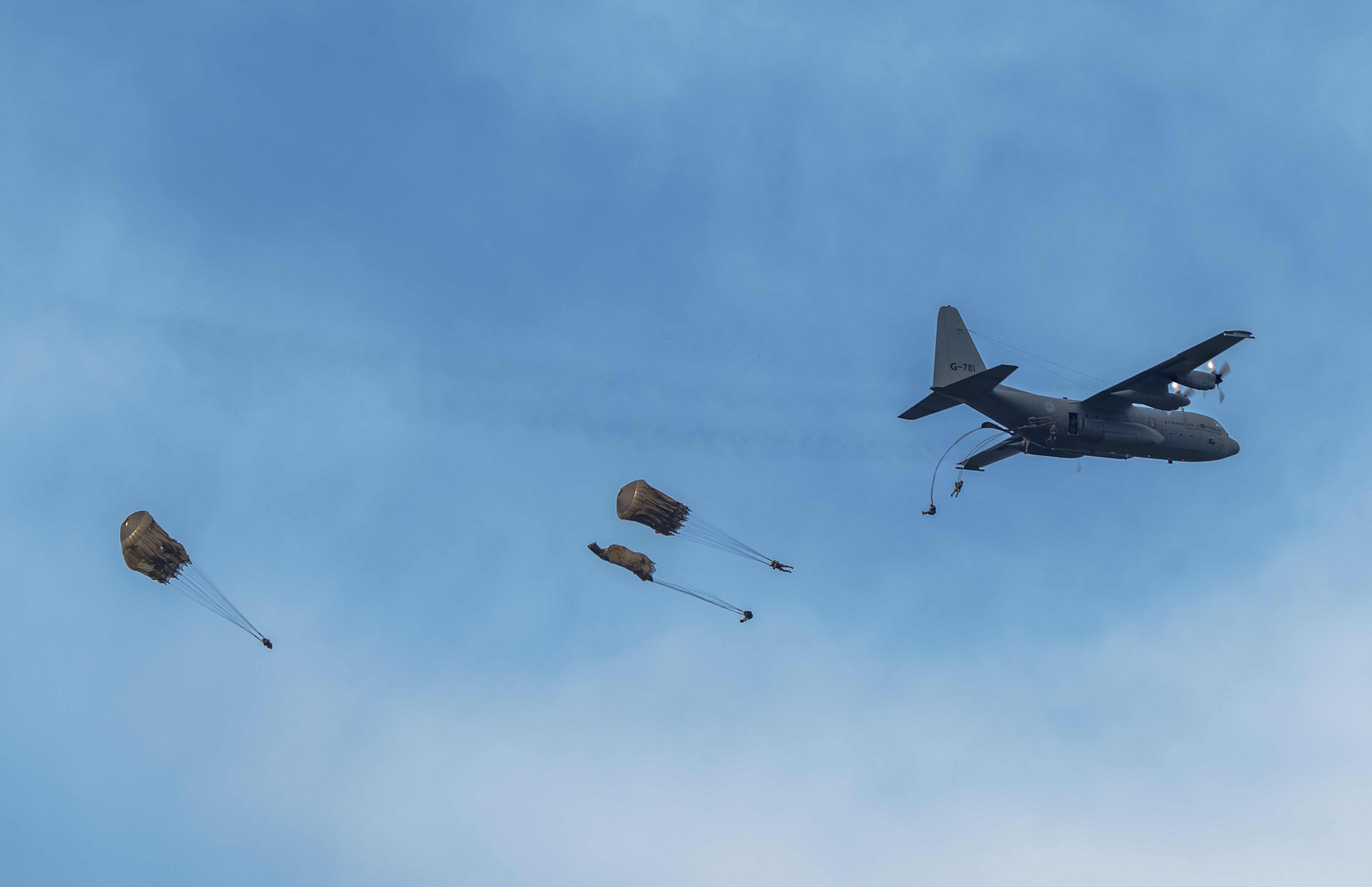 Paratroopers from allied nations jump