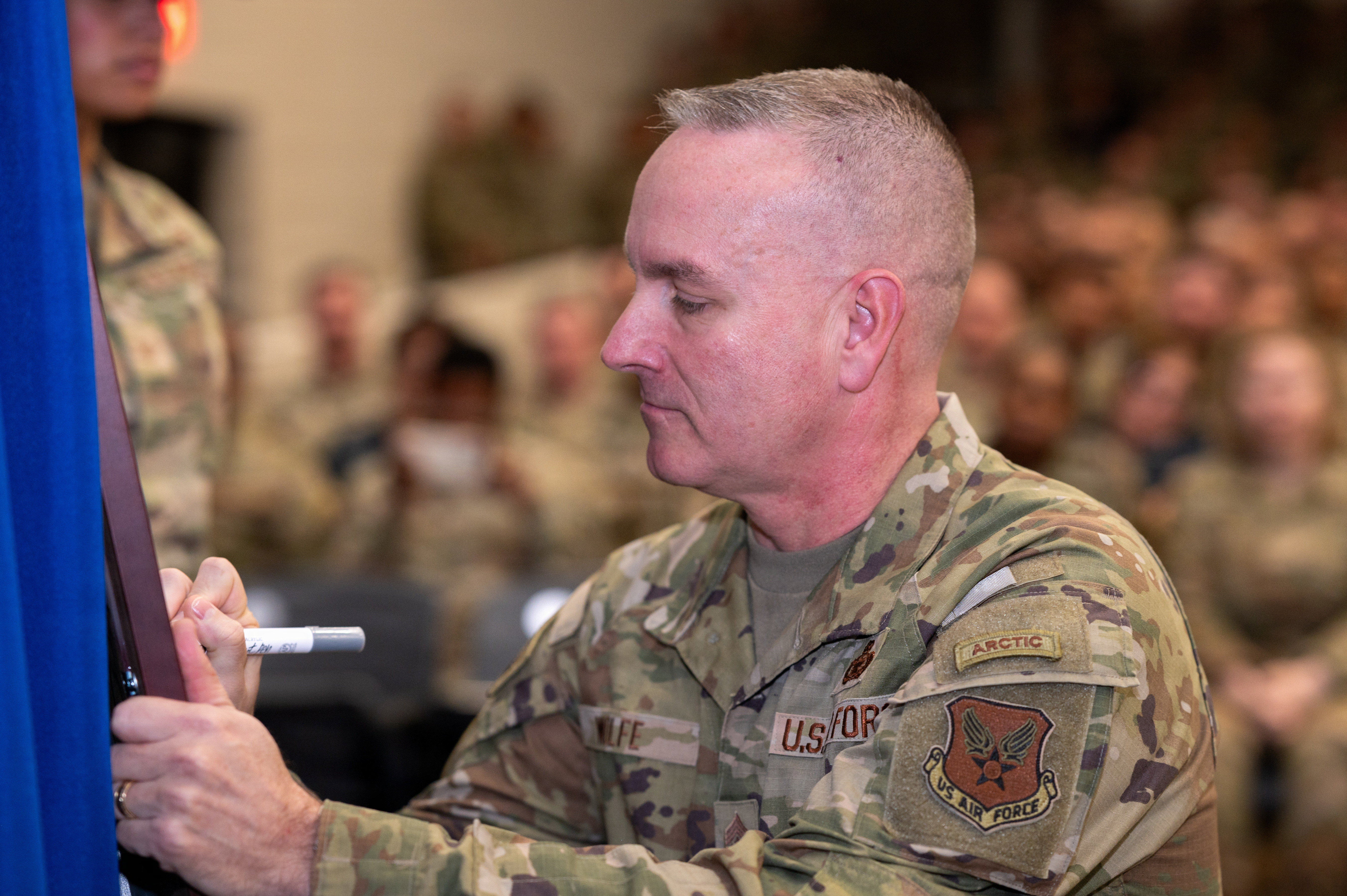 CMSAF David Wolfe holds all-call at Joint Base San Antonio-Lackland ...