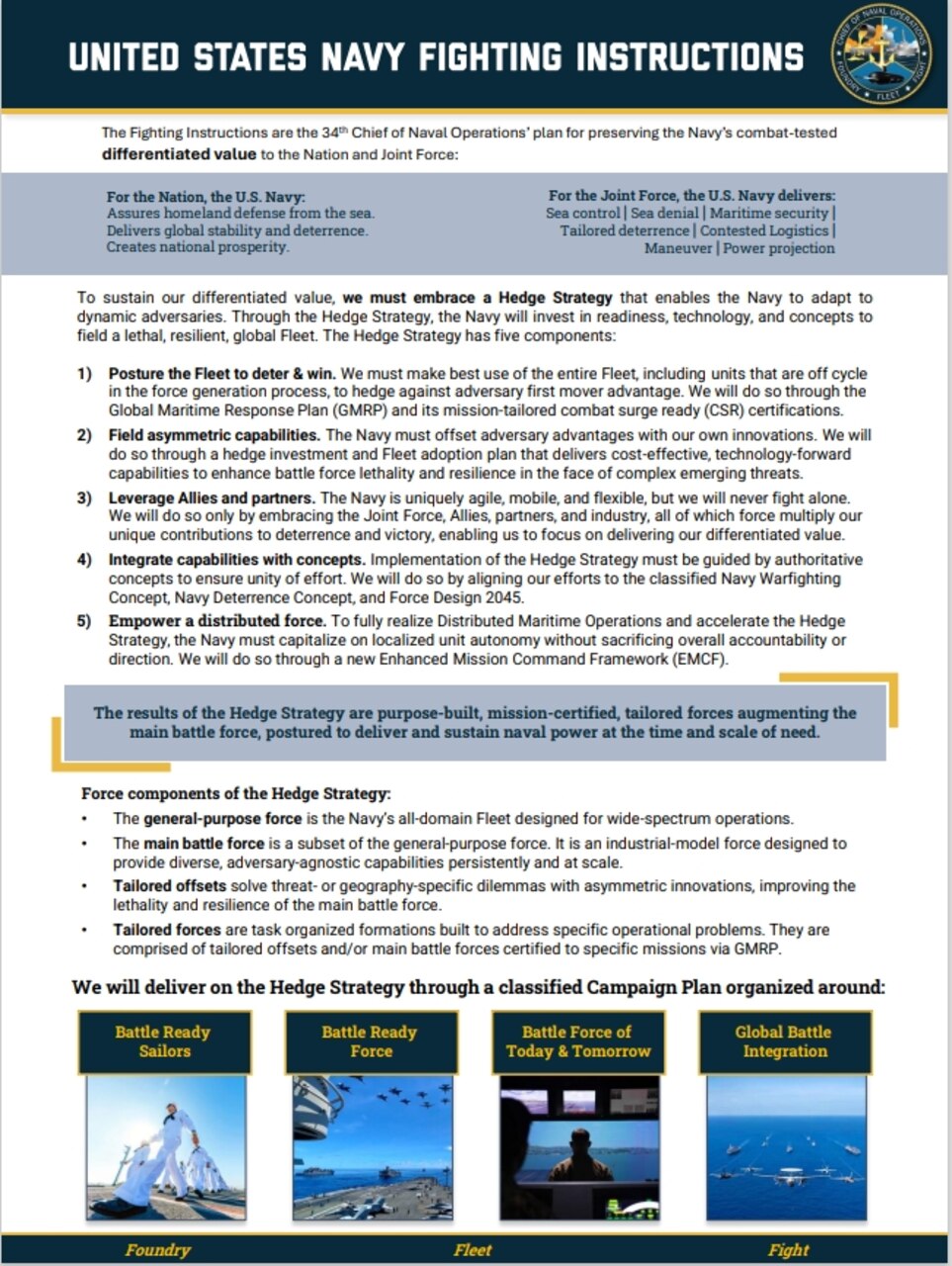 U.S. Navy Fighting Instructions One-Pager > United States Navy > C ...