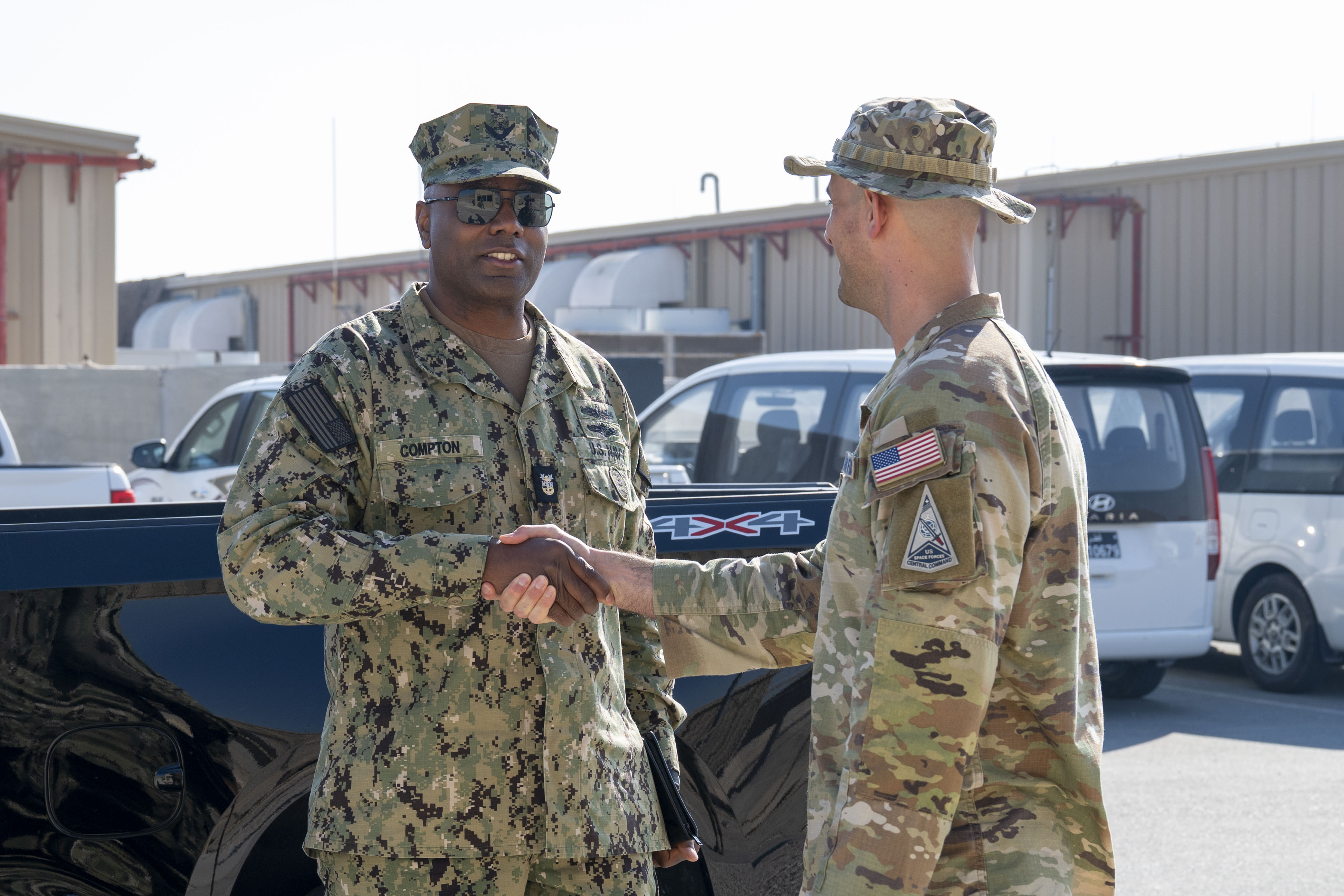 Fleet Compton visits SPACECENT personnel in the CENTCOM AOR