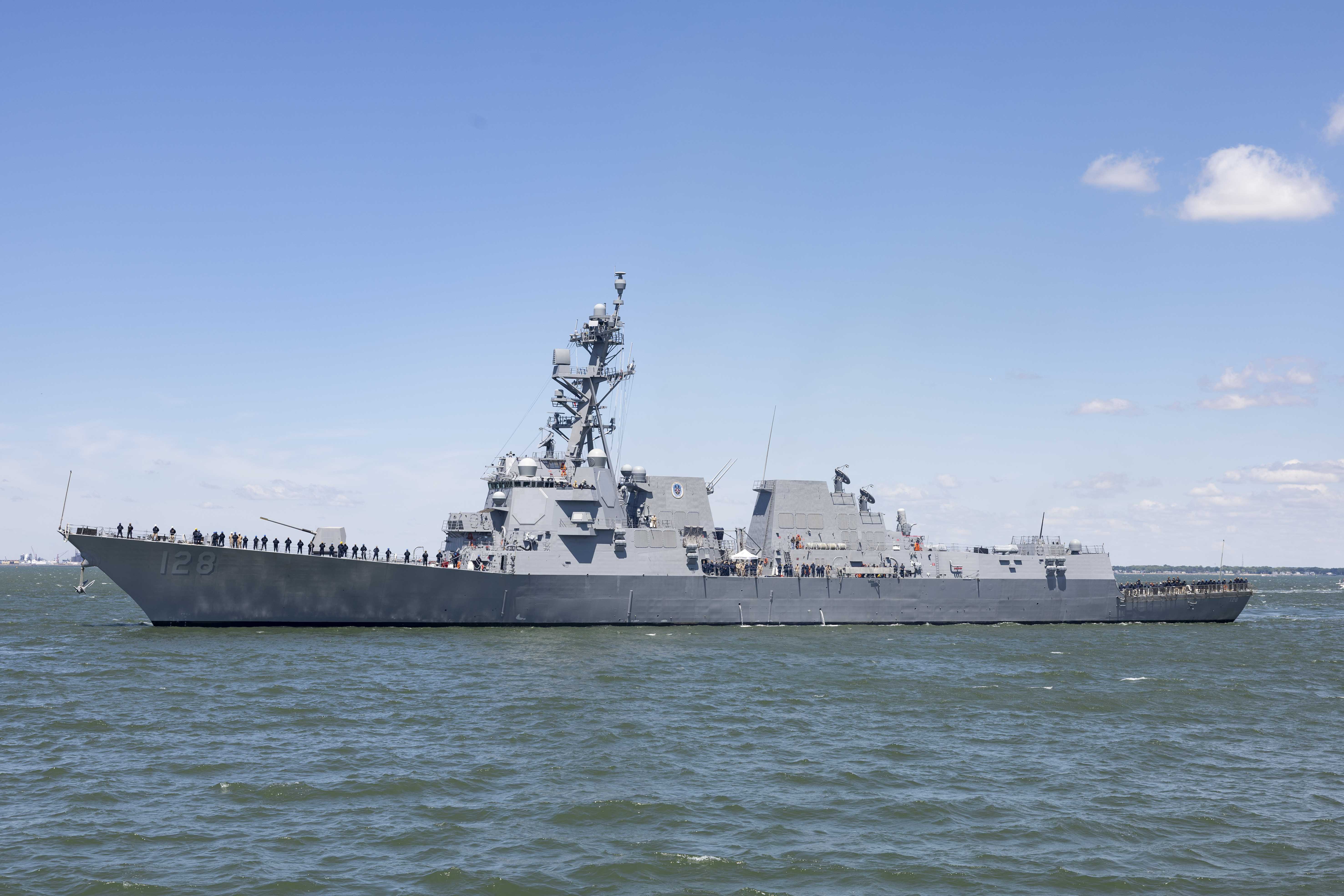 Future USS Ted Stevens (DDG 128) Arrives at Homeport for the First Time ...